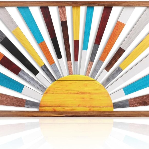 Wall Decor | Stunning Large Boho Sun Wall Art Framed Wood Decor For ...